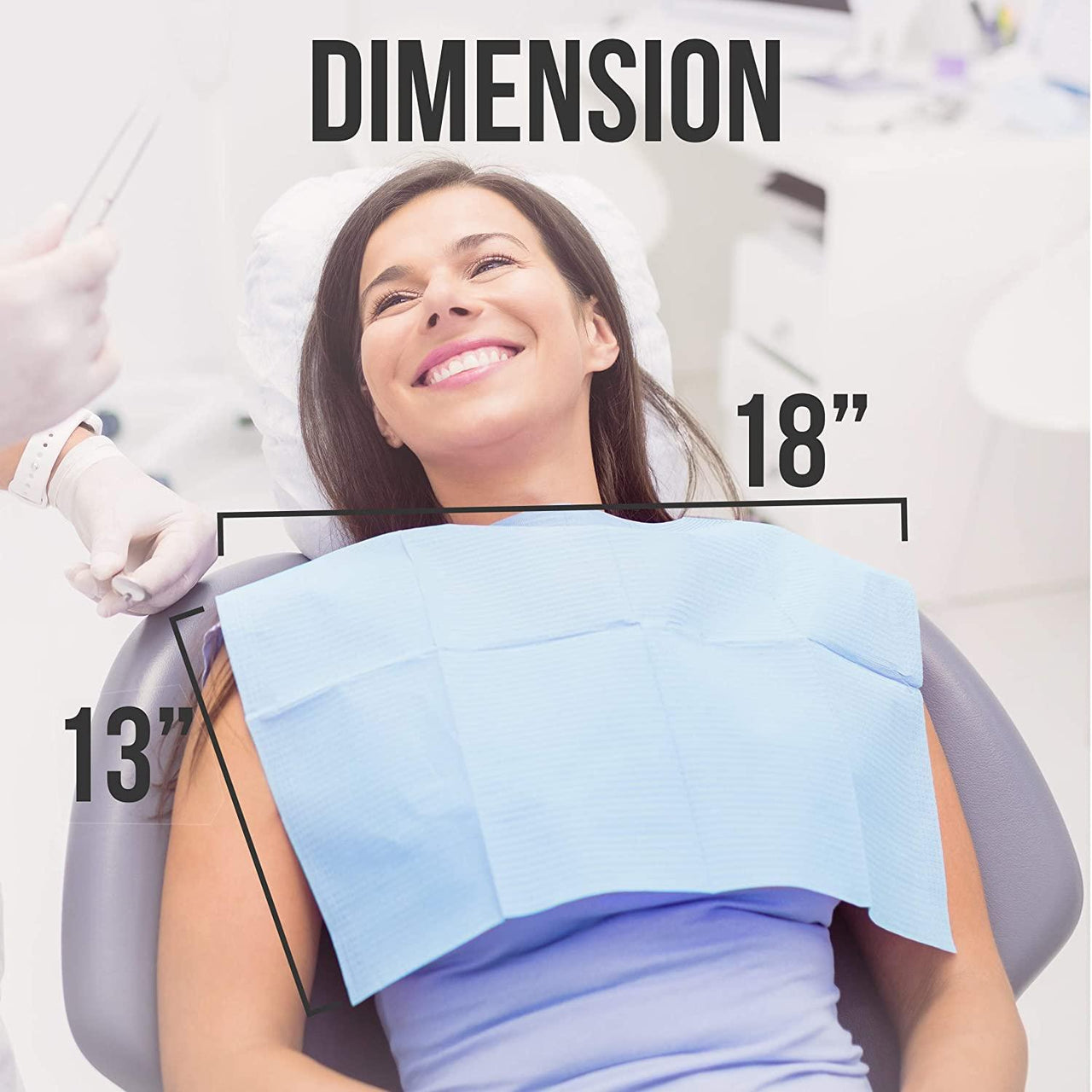 Disposable Dental Bibs 13x18 inch - 3 Ply Medical Grade Waterproof Bib ...